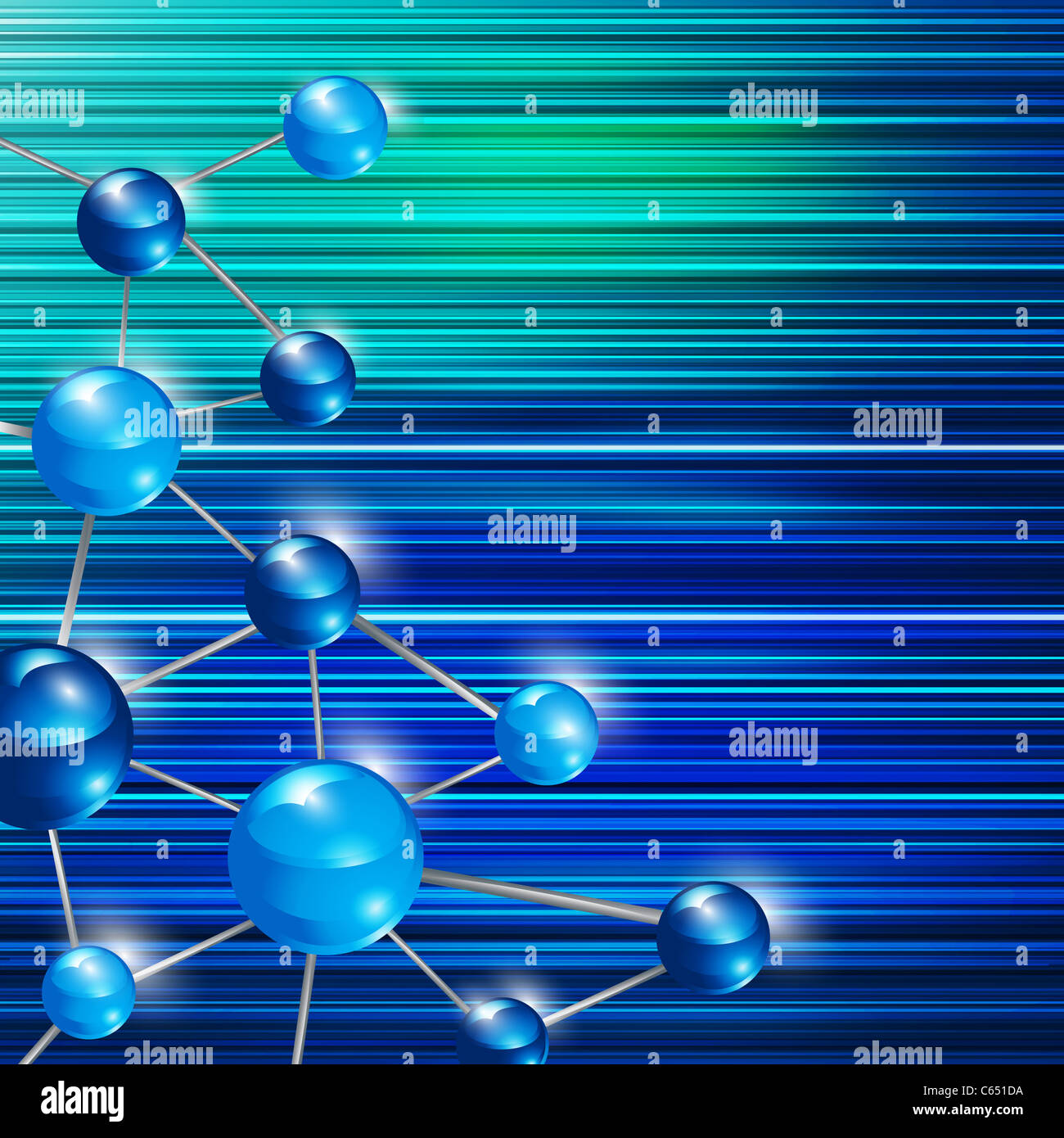 Futuristic blue molecule background, illustration Stock Photo - Alamy