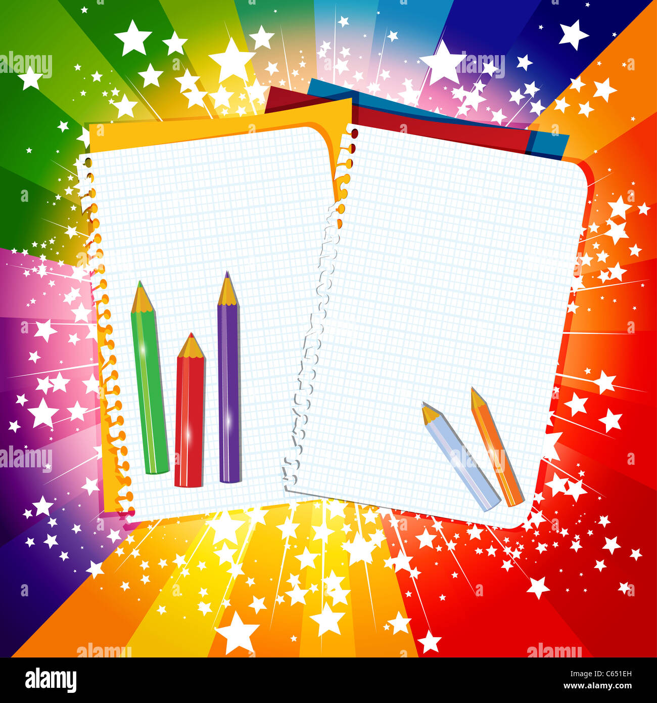 Back to School rainbow background, illustration Stock Photo - Alamy