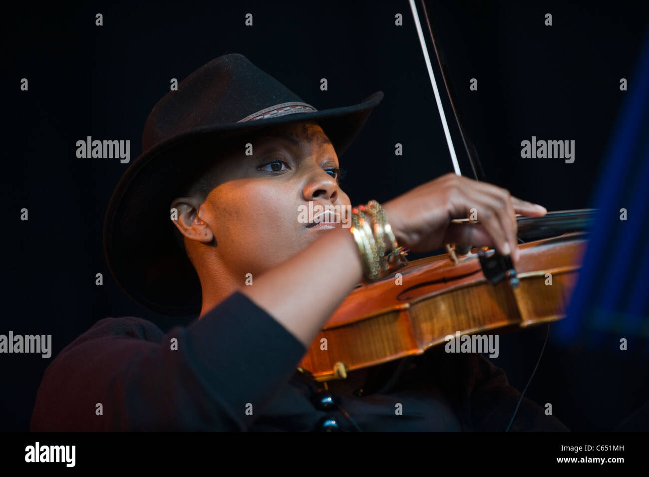 Viola player Amanda Drummond performing with the Courtney Pine band at ...
