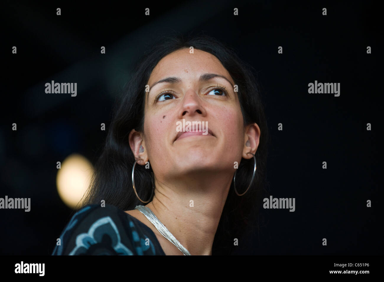 Jazz pianist Zoe Rahman playing with the Courtney Pine band at Brecon ...