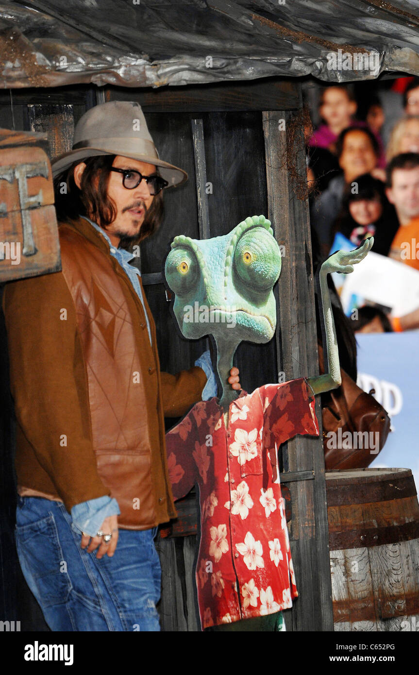 Johnny Depp at arrivals for RANGO Premiere, Village Theatre in Westwood ...