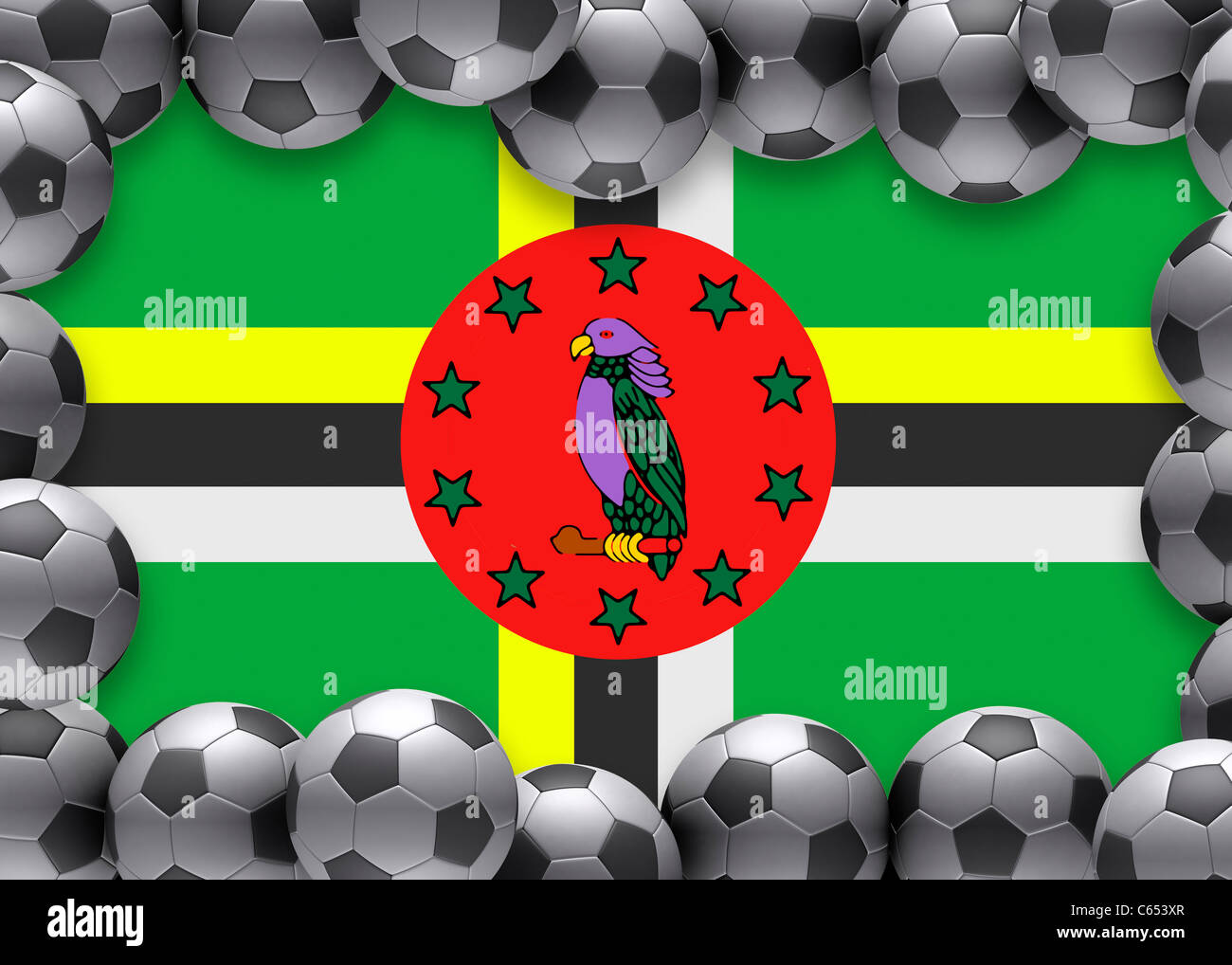 Flag of Dominica football soccer Stock Photo - Alamy