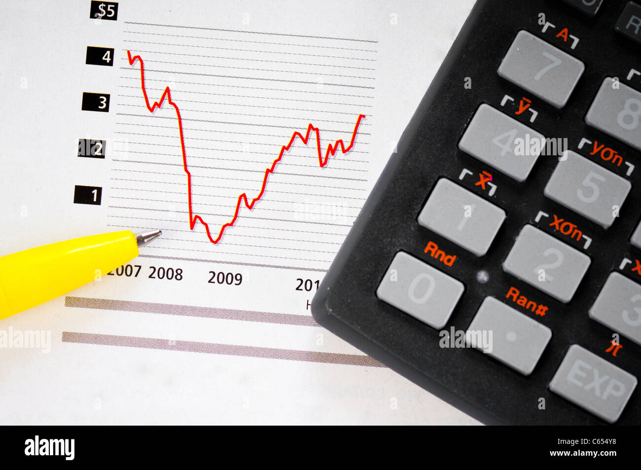Business concept: calculator, pen and diagram Stock Photo - Alamy