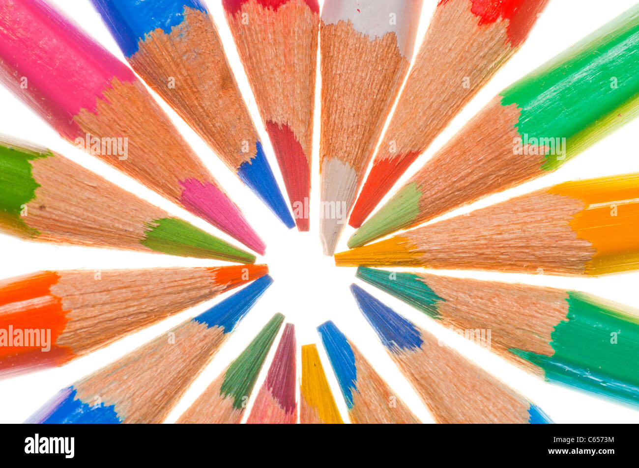 color pencils circle isolated on white background Stock Photo - Alamy