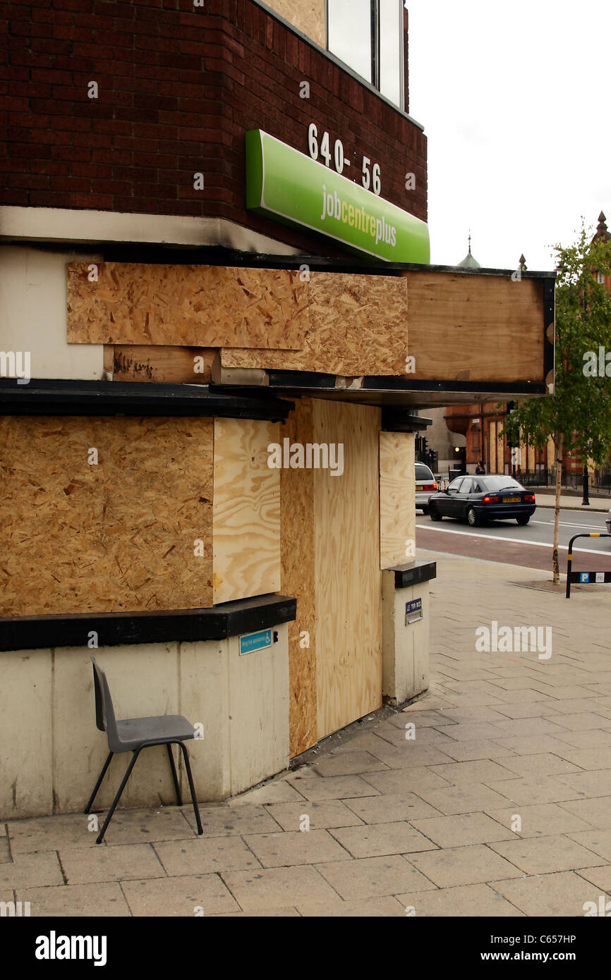 A job center building damaged by rioters in Tottenham London Stock ...