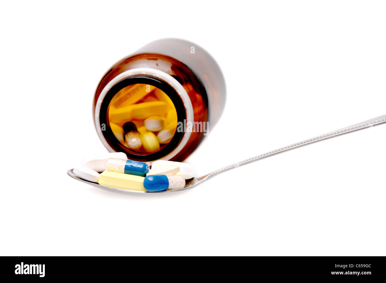 Different types of drugs on white background Stock Photo - Alamy