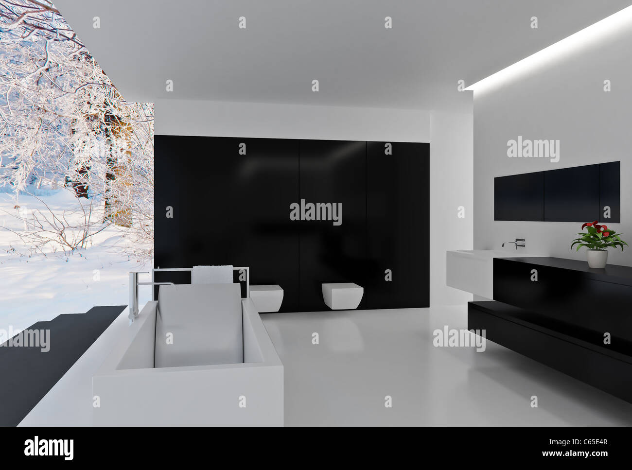 High resolution image. 3d rendered illustration. Interior of the modern ...