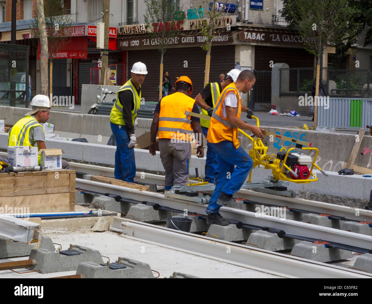 Paris, France, Small Group People, Construction Site, Group of Men ...