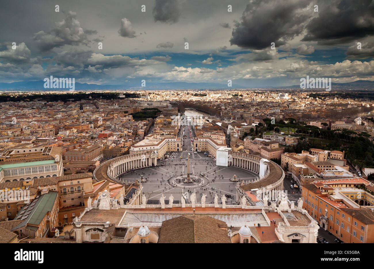 Landscape view over Rome from the top of St Peters, Vatican City Stock ...