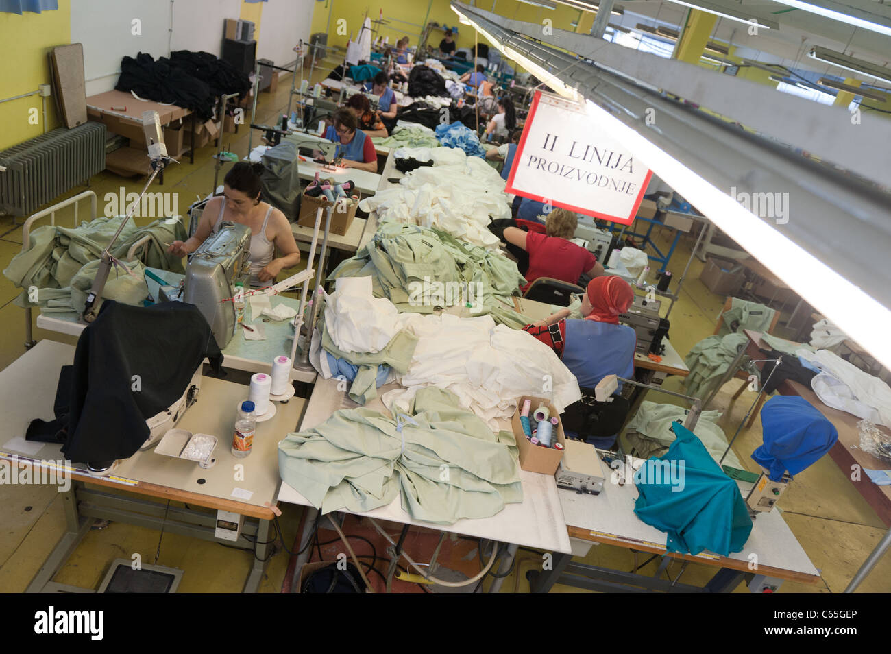 A production line in shirt factory in central Bosnian town of Maglaj ...