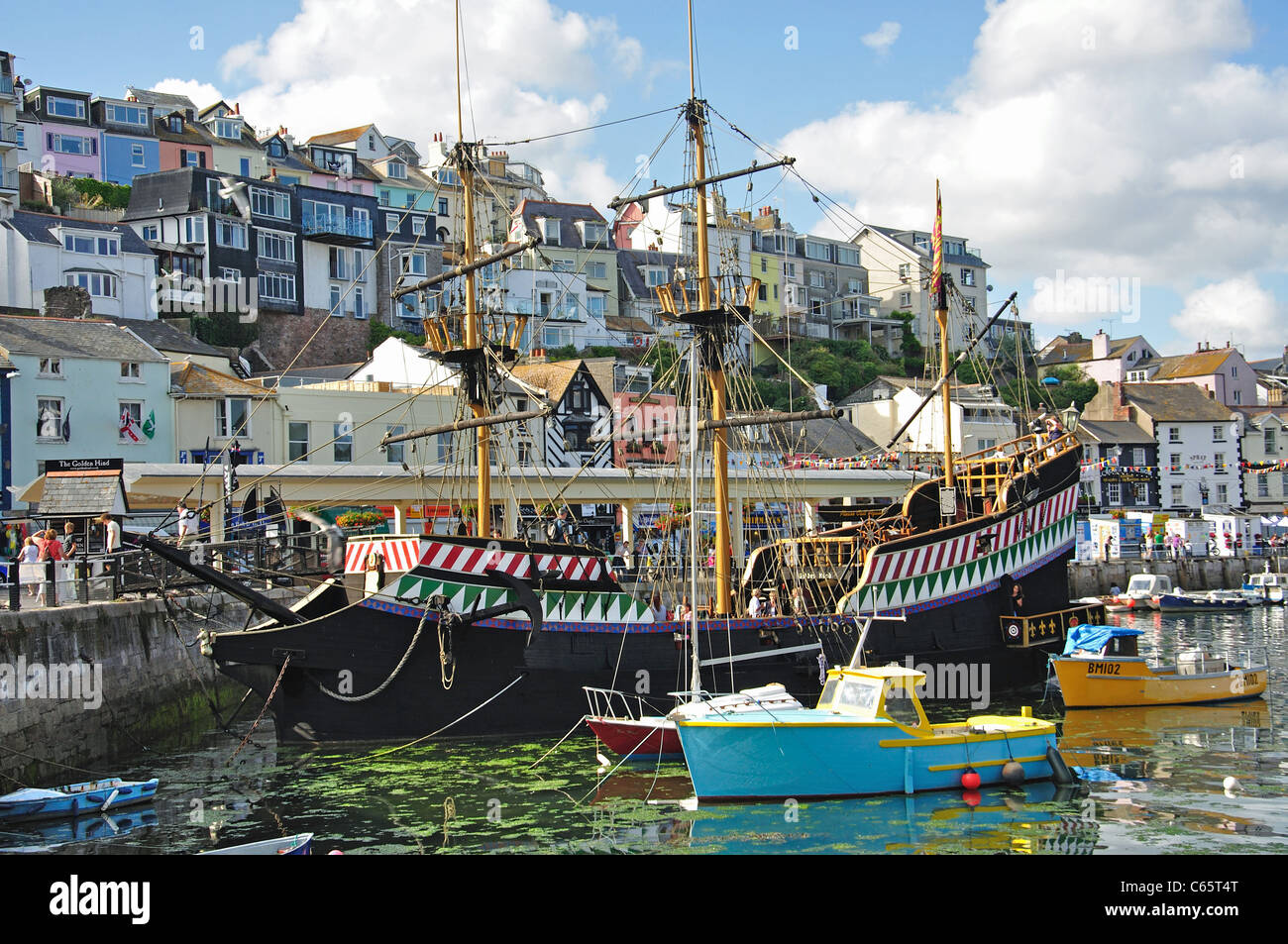 The replica of Golden Hind, Brixham Harbour, Brixham, Devon, England ...