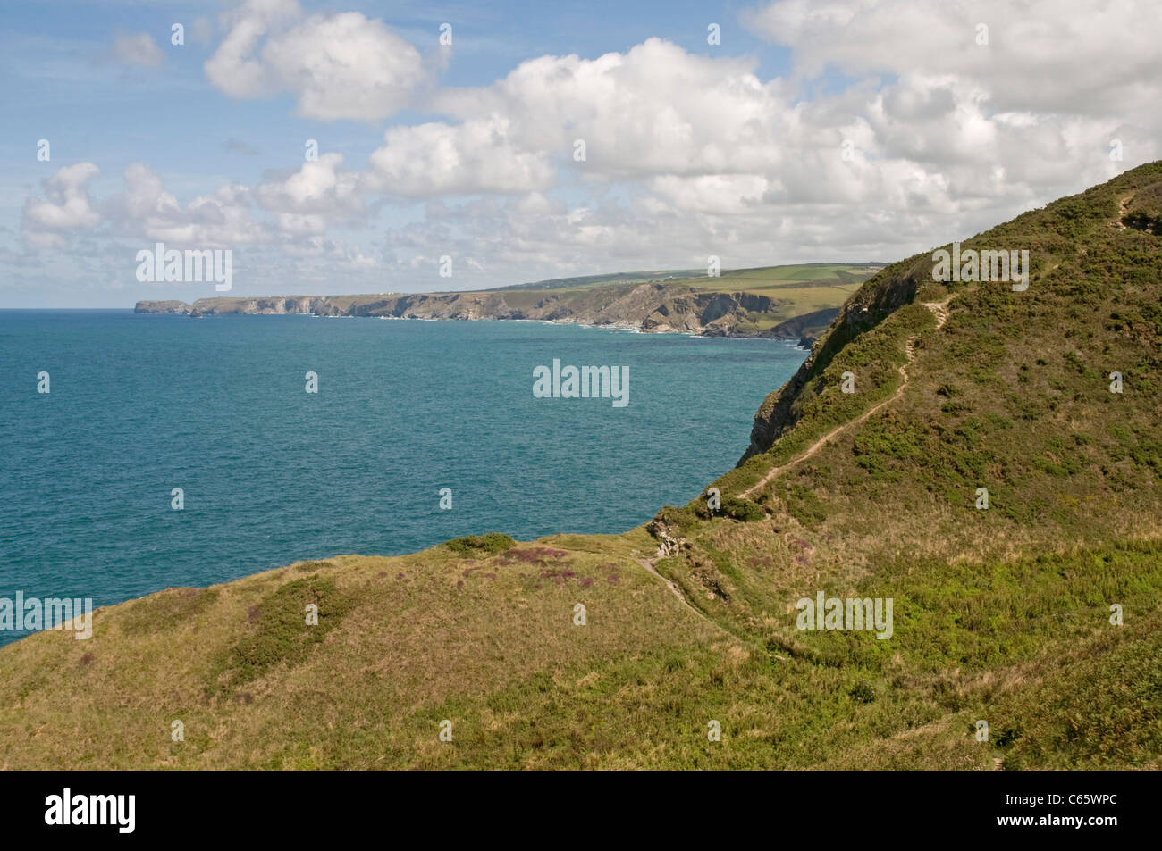 On Cornwall's Atlantic coast path near Bounds Cliff just east of Port ...
