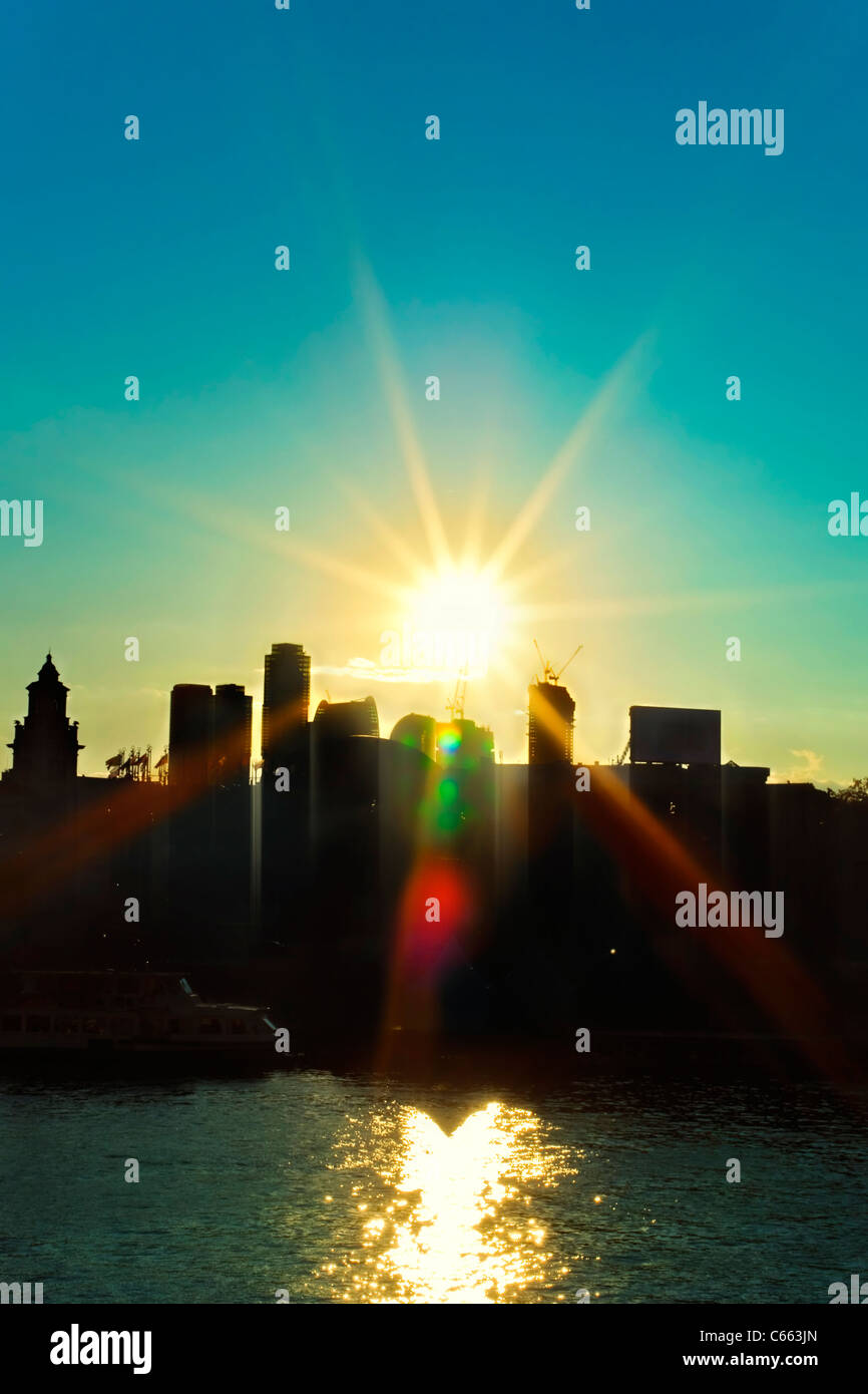 City landscape with silhouettes of buildings at sunset Stock Photo - Alamy