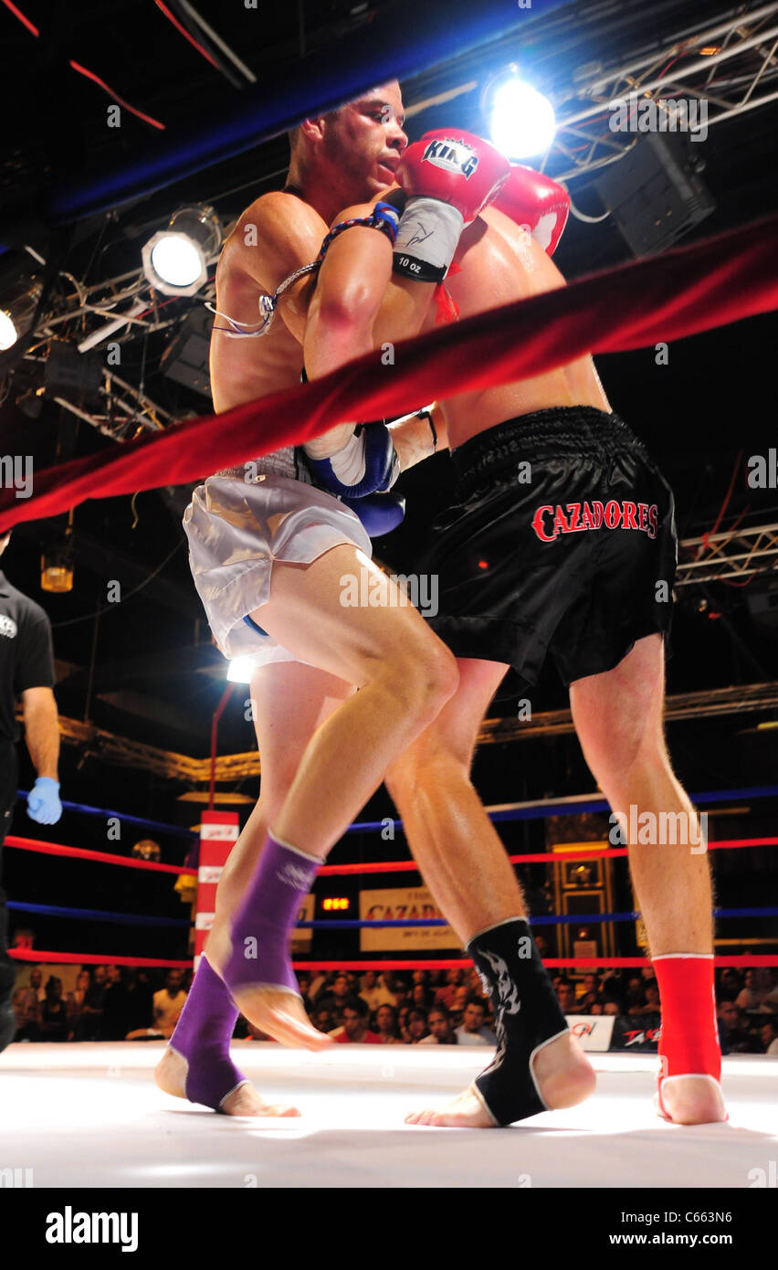 Sheldon Gaines (white trunks), Turan Hasanov (black trunks) at a public ...