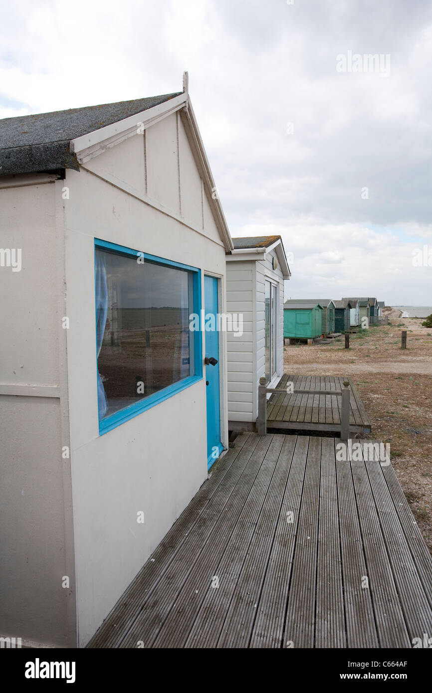 Beach Huts on the shoreline of Seasalter, near Whistable in Kent. Photo ...