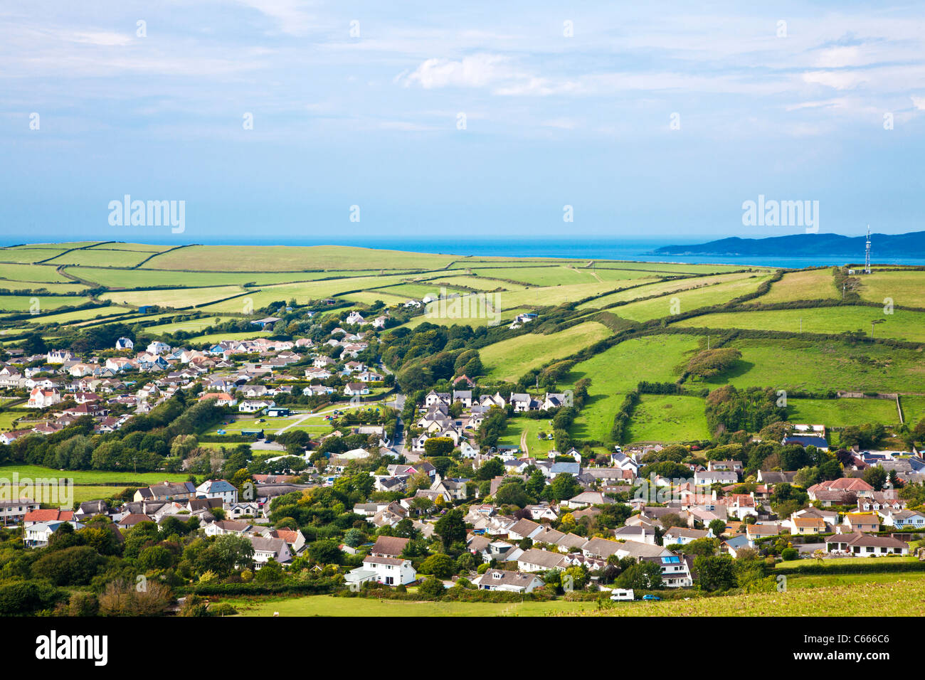 View over Croyde village towards Morte Point, North Devon, England, UK ...