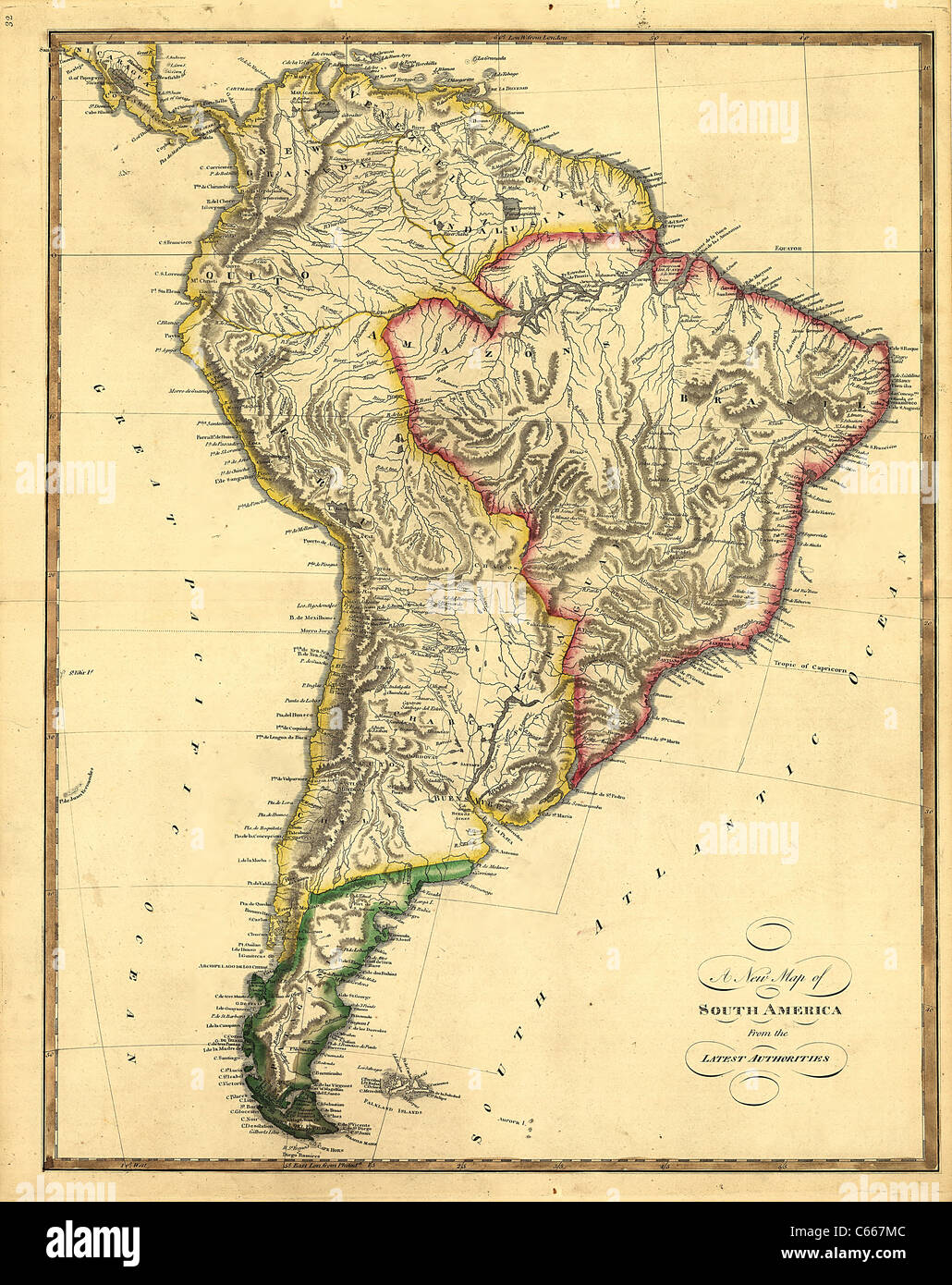 1817 Map of South America - Vintage Antiquarian Map by Lewis Stock ...