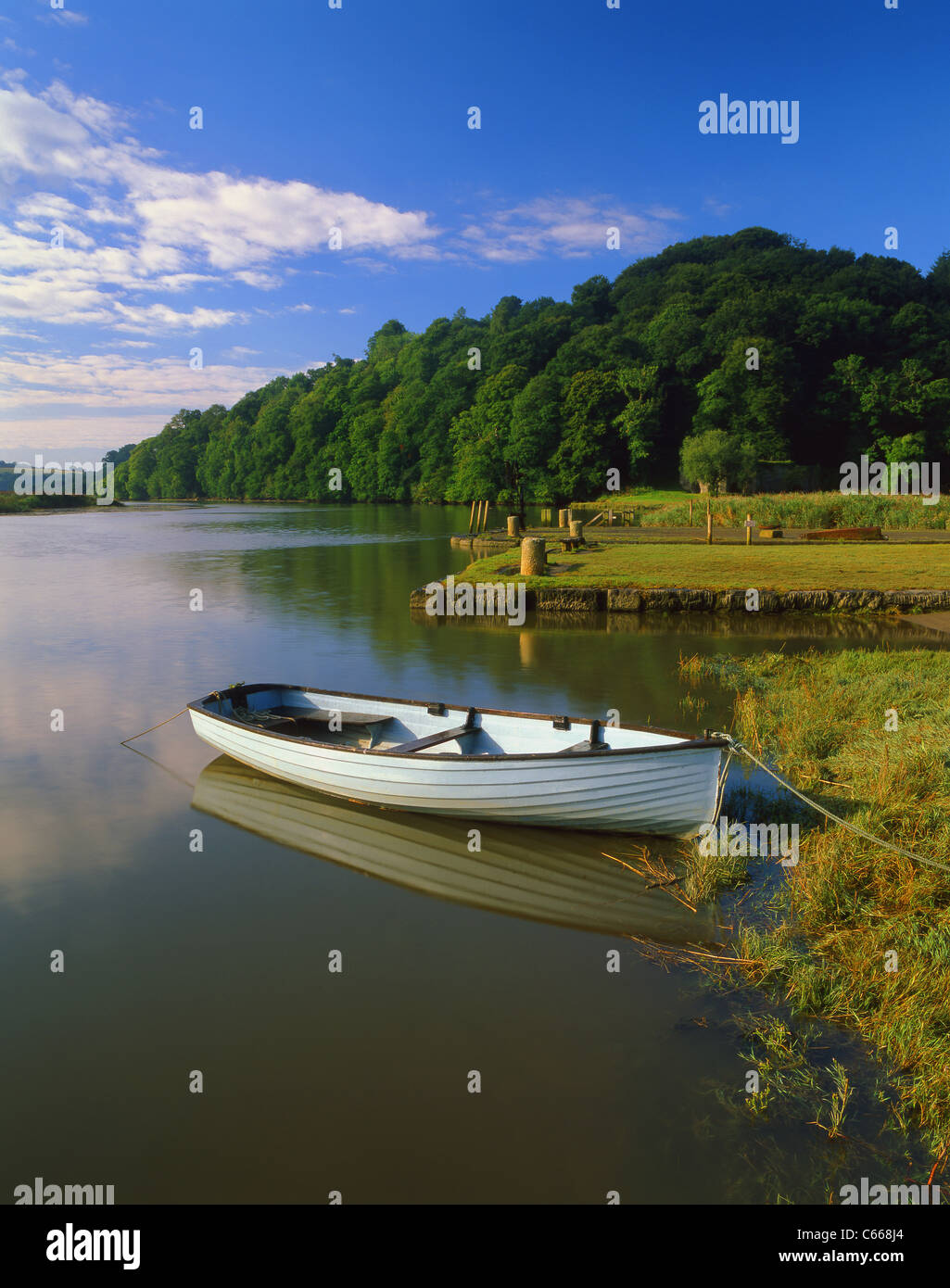 UK,Cornwall,River Tamar boat moored at Cotehele Quay Stock Photo - Alamy