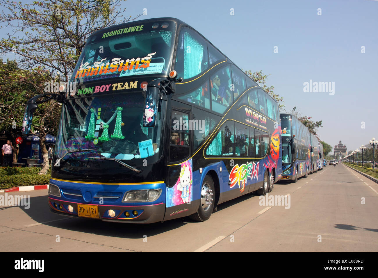 Thai luxury Mercedes buses parked in Venetian Lao Stock Photo - Alamy