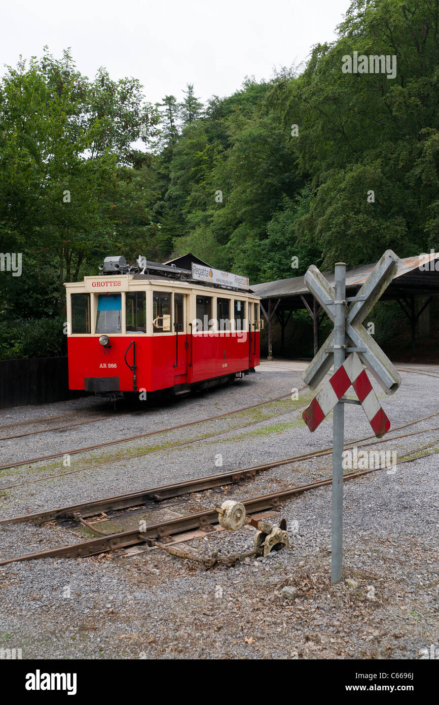 Train to the cave of Han. Han sur Lesse, Ardennes, Belgium Stock Photo ...