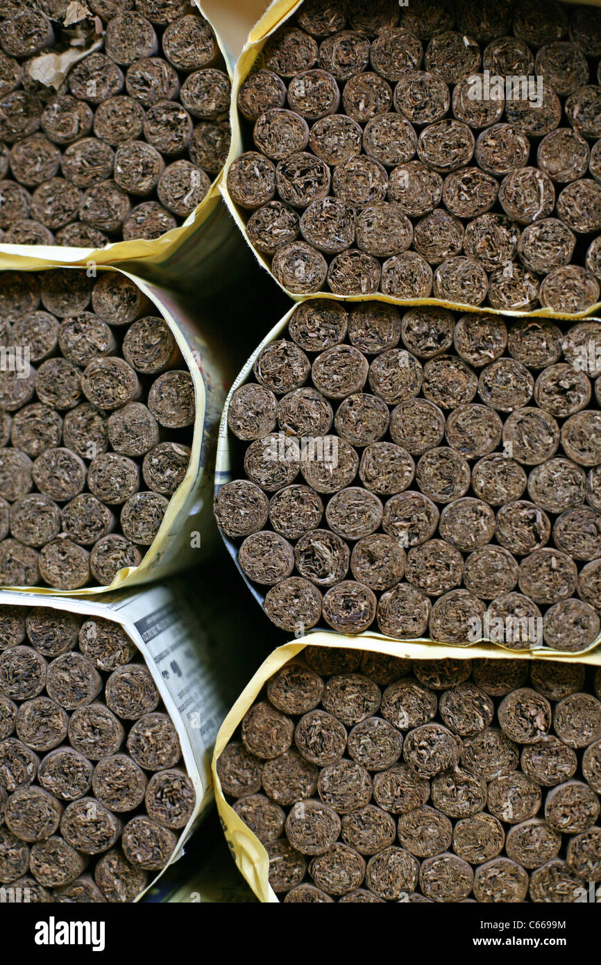 Stacks of cigars at one of the city's numerous cigar factories. Esteli ...