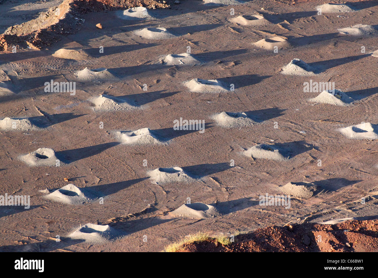 Hull–Rust–Mahoning Open Pit Iron Mine, blast hole pattern on area to be ...