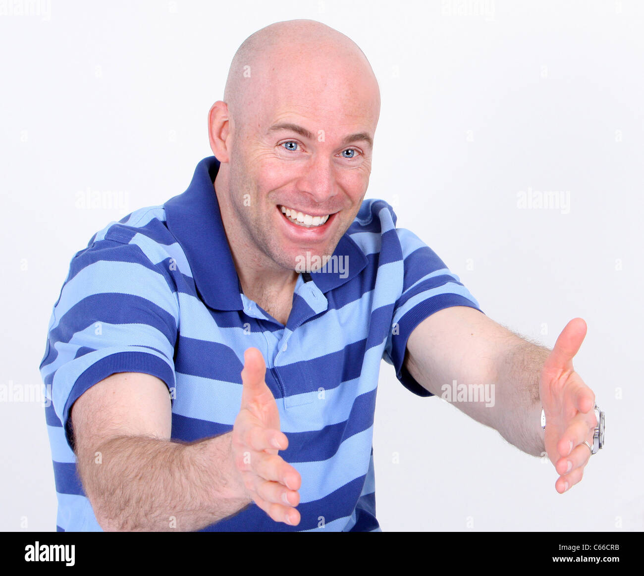 Handsome man with open arms on white Stock Photo - Alamy