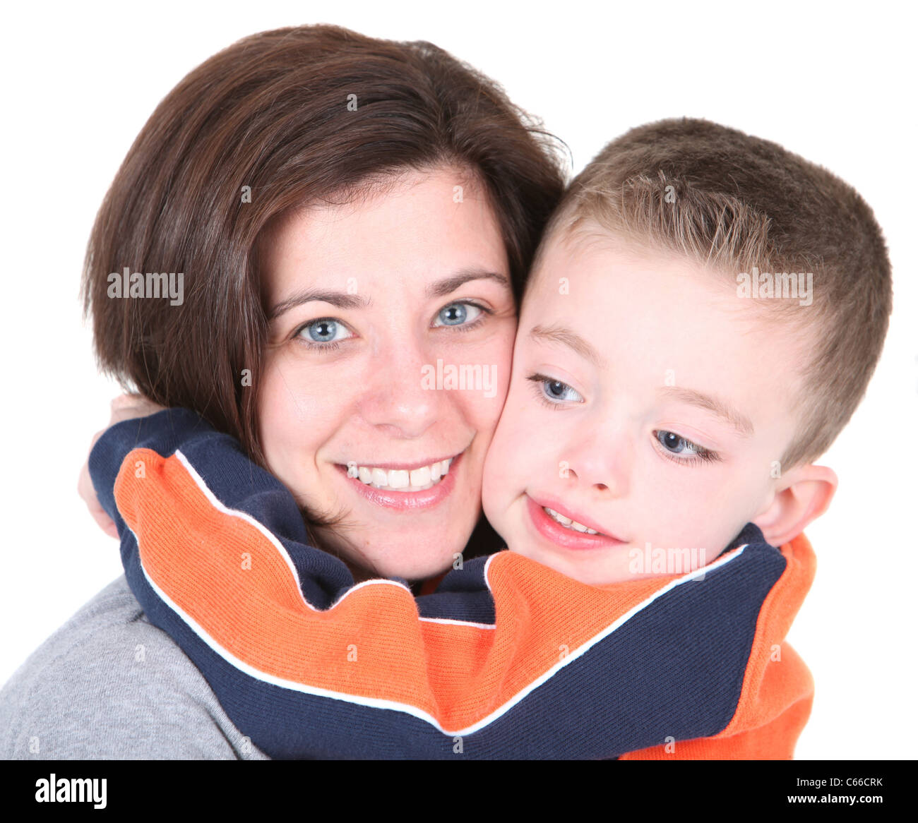 Pretty Mom Embracing Cute Son Stock Photos & Pretty Mom Embracing Cute ...