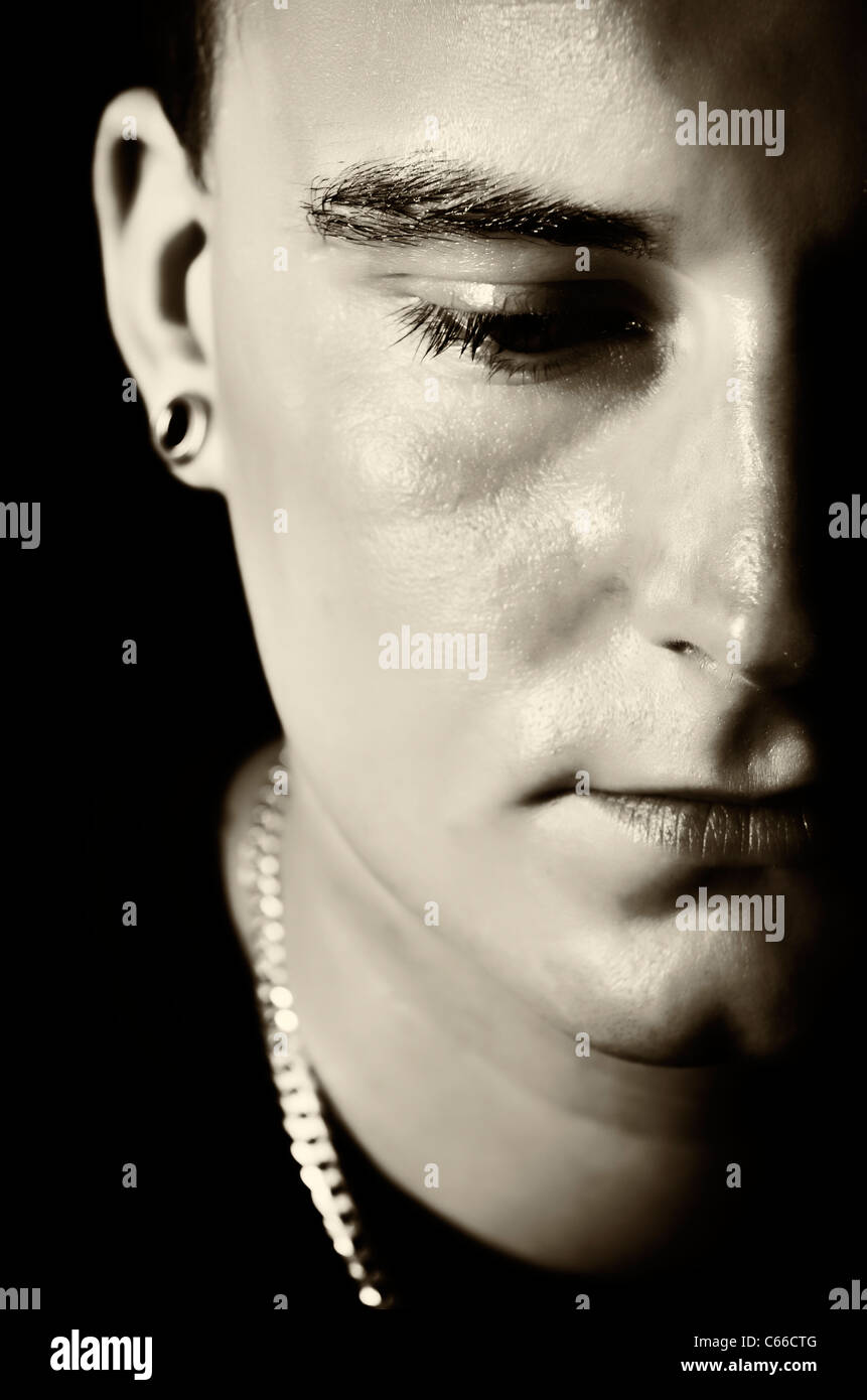Half face of young man Stock Photo - Alamy