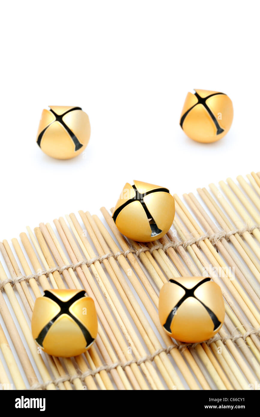 Japanese golden bells isolated on white background Stock Photo - Alamy