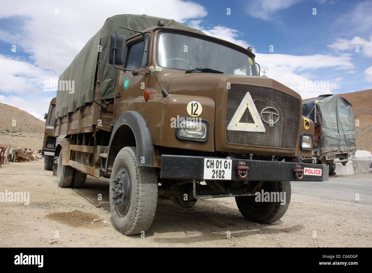 Indian Border Security Force truck on a Himalayan mountain highway in ...