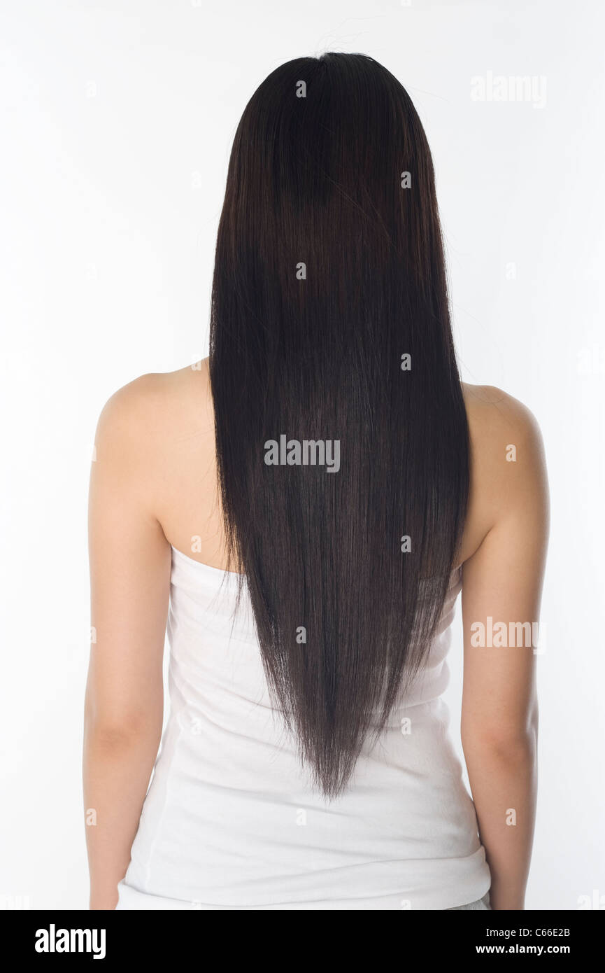 Long Straight Black Hair Back View