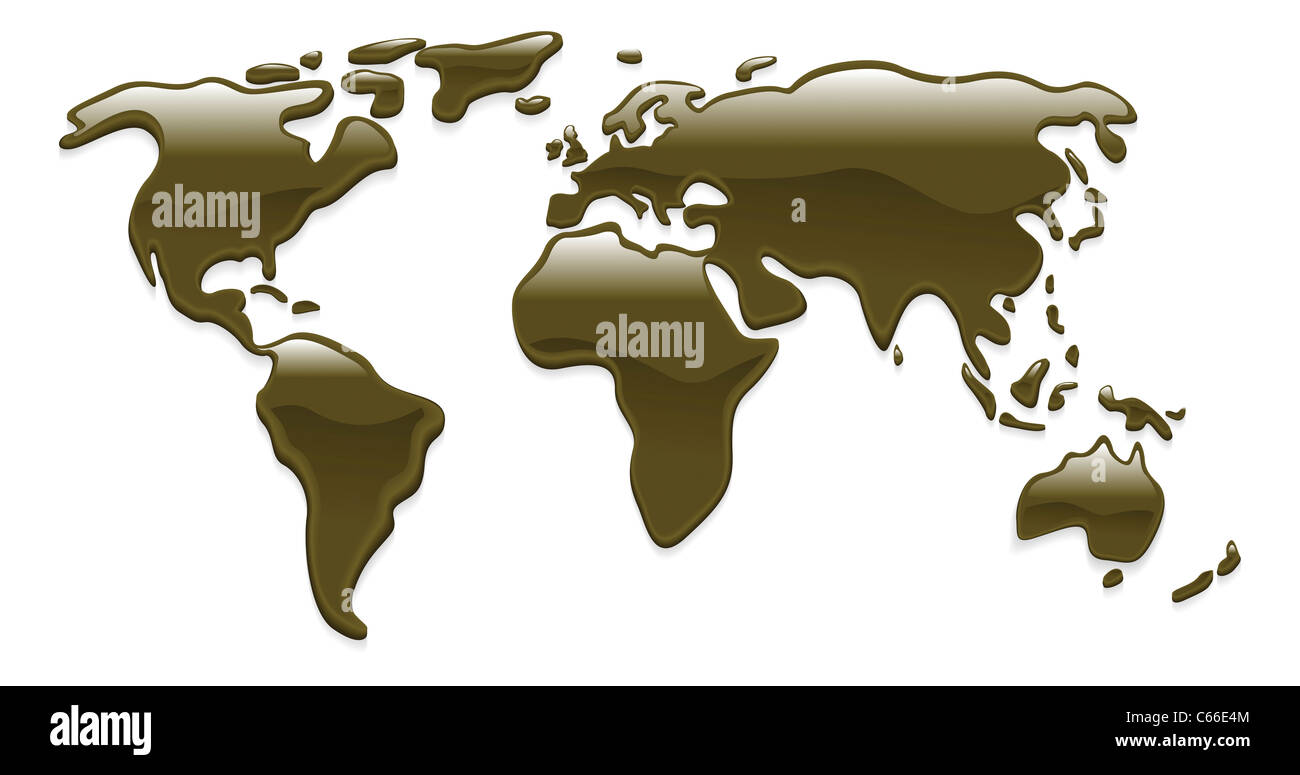 A world map with crude oil droplets forming the continents Stock Photo ...