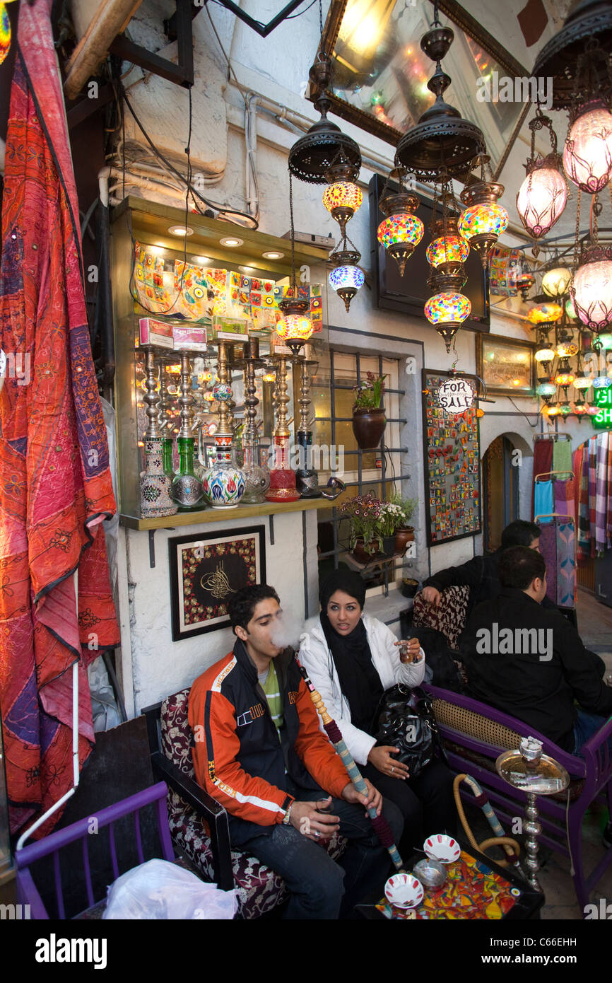 Turkey, Istanbul, Sultanahmet, Turkish Coffee Shop, Customers Smoking ...