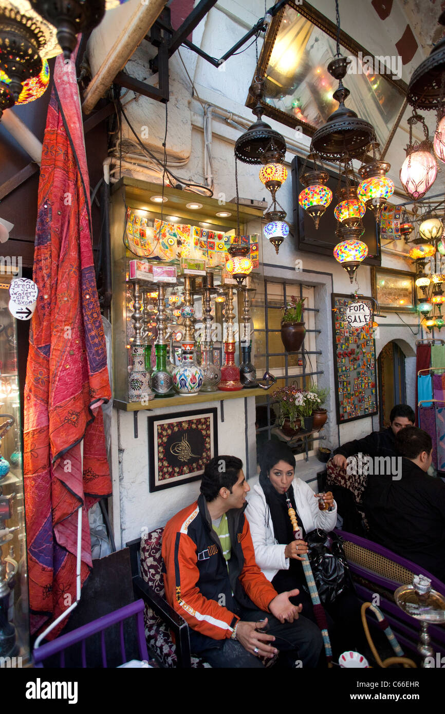 Turkey, Istanbul, Sultanahmet, Turkish Coffee Shop, Customers Smoking ...