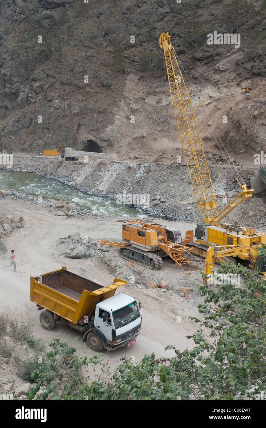 building site of a new hydropower plant near wangdue. Bhutan Stock ...