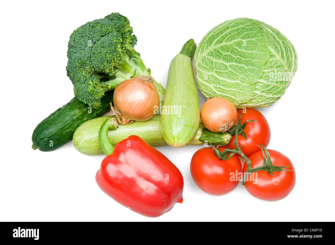 Heap of fresh vegetables it is isolated on a white background Stock ...