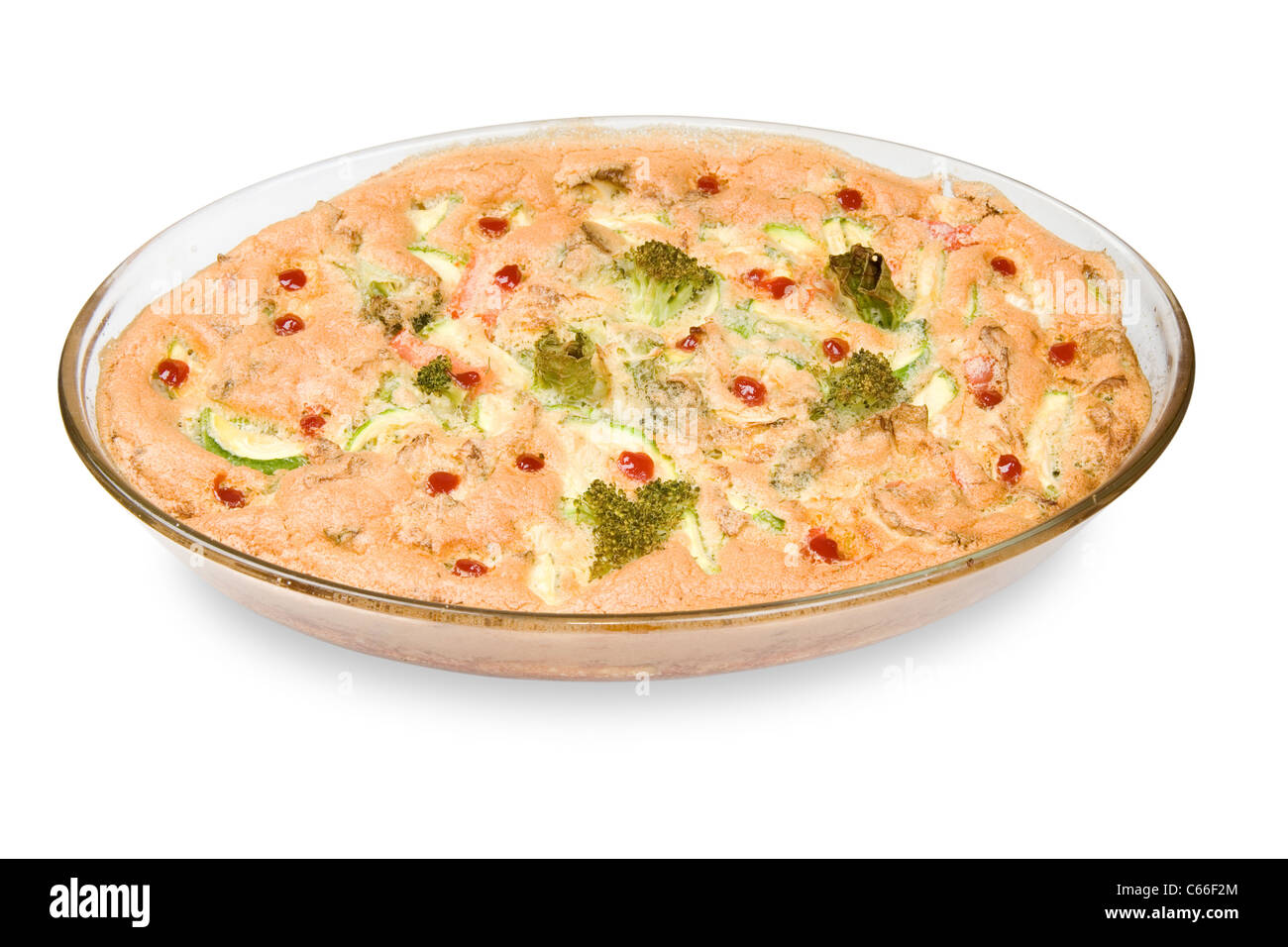 Vegetable baked pudding on a white background Stock Photo - Alamy