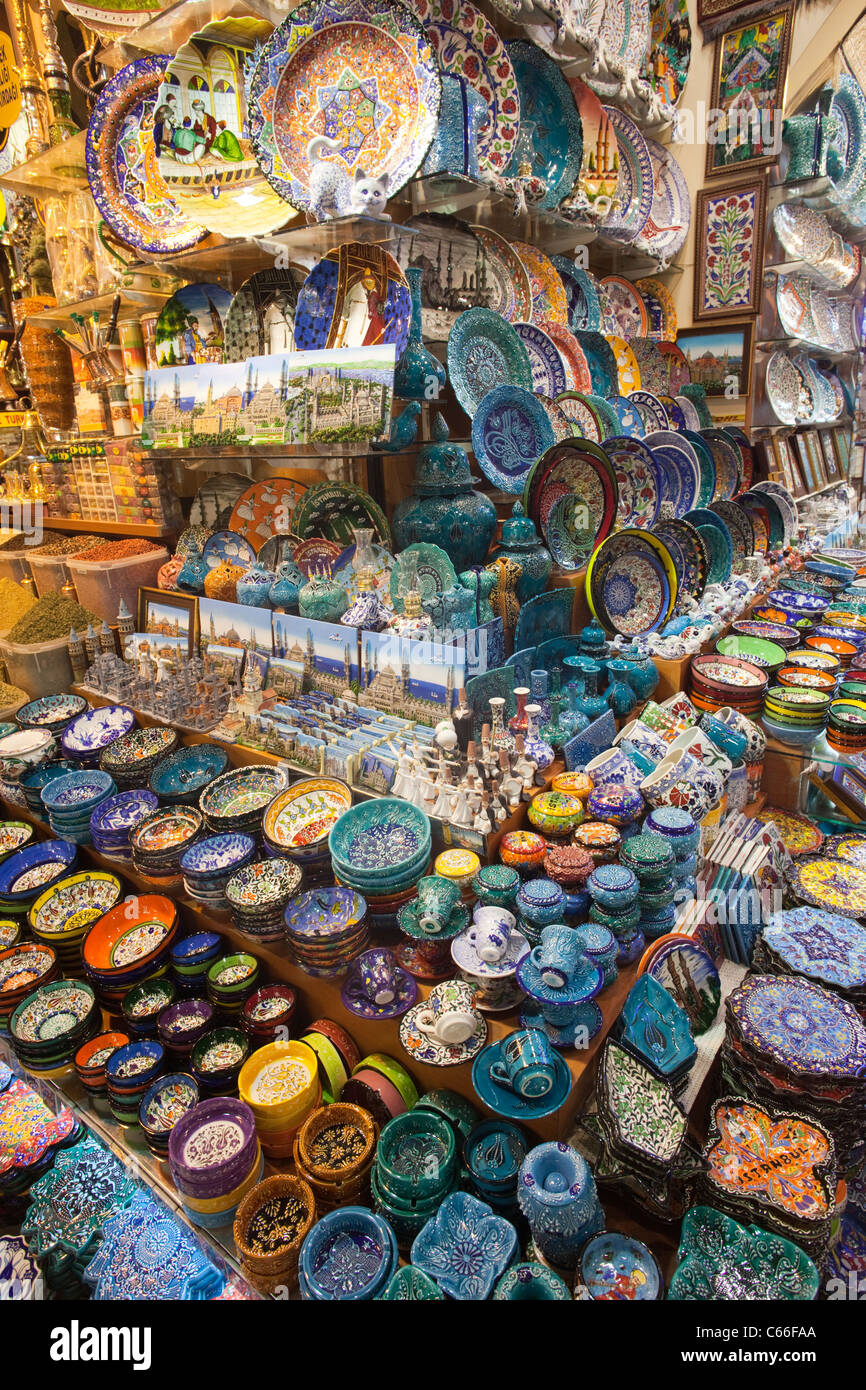 Turkey, Istanbul, Sultanahmet, Grand Bazaar, Ceramic Crockery Shop ...