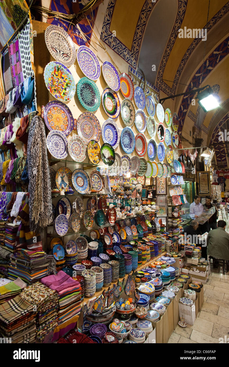 Turkey, Istanbul, Sultanahmet, Grand Bazaar, Ceramic Crockery Shop ...