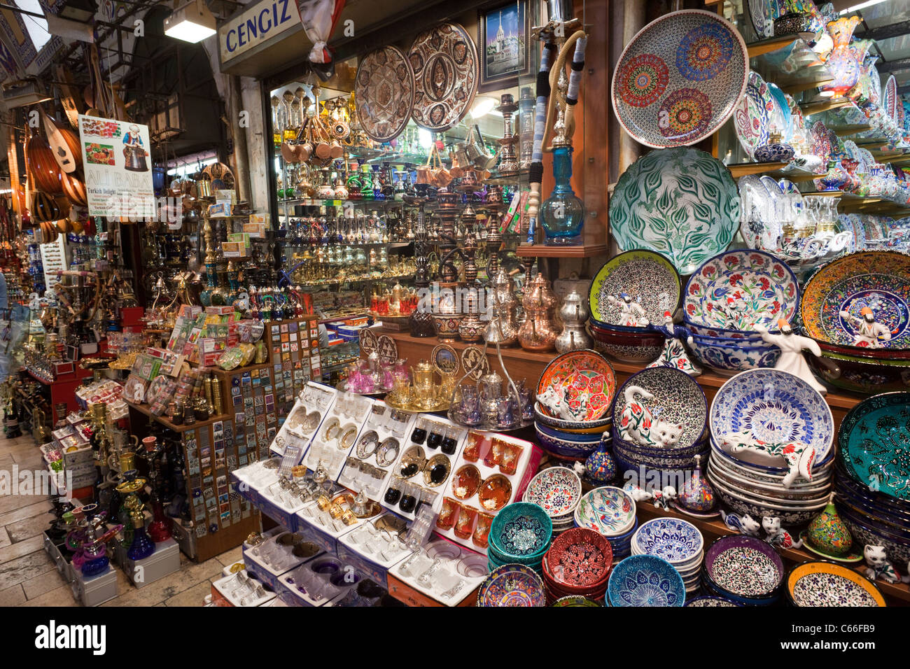 Turkey, Istanbul, Sultanahmet, Grand Bazaar, Ceramic Crockery Shop ...