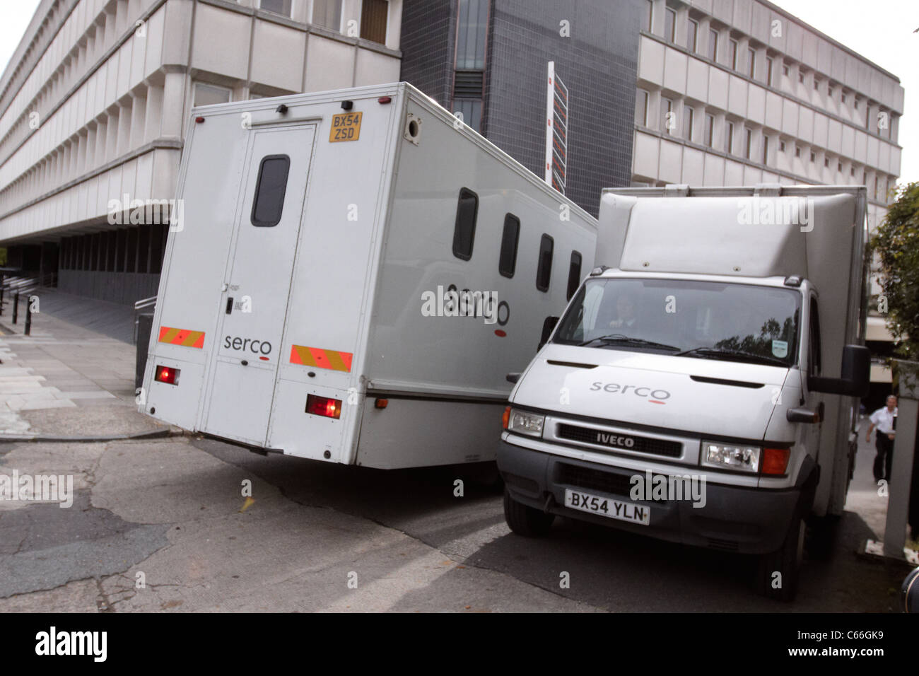 General view of prison vans entering and exiting Highbury Corner ...