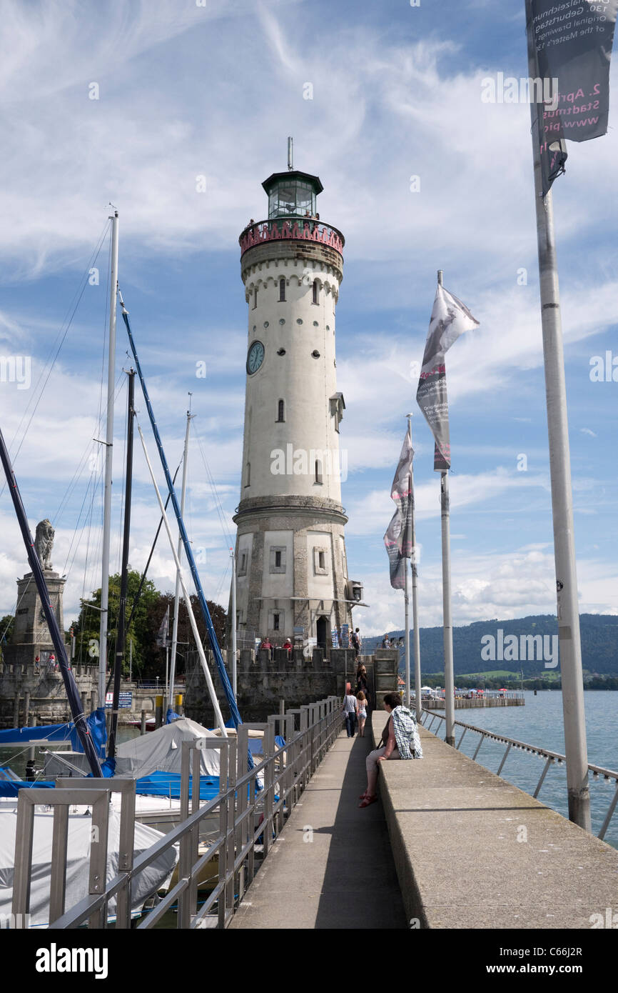 Lindau harbour lighthouse flags hi-res stock photography and images - Alamy