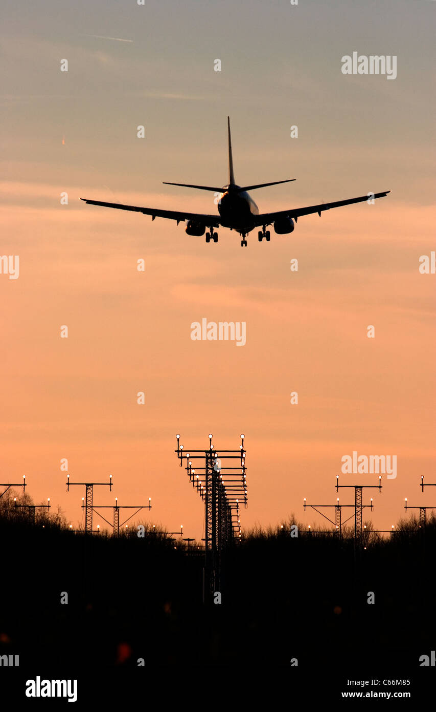 Plane passing navigation beacons on the approach to London Luton ...