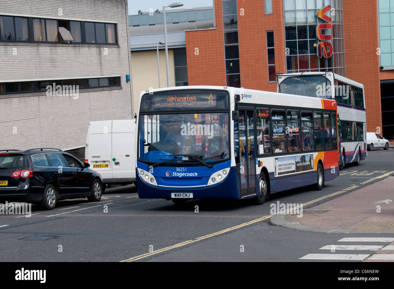 An Alexander Dennis Enviro 300 operated by Stagecoach Devon on a local ...
