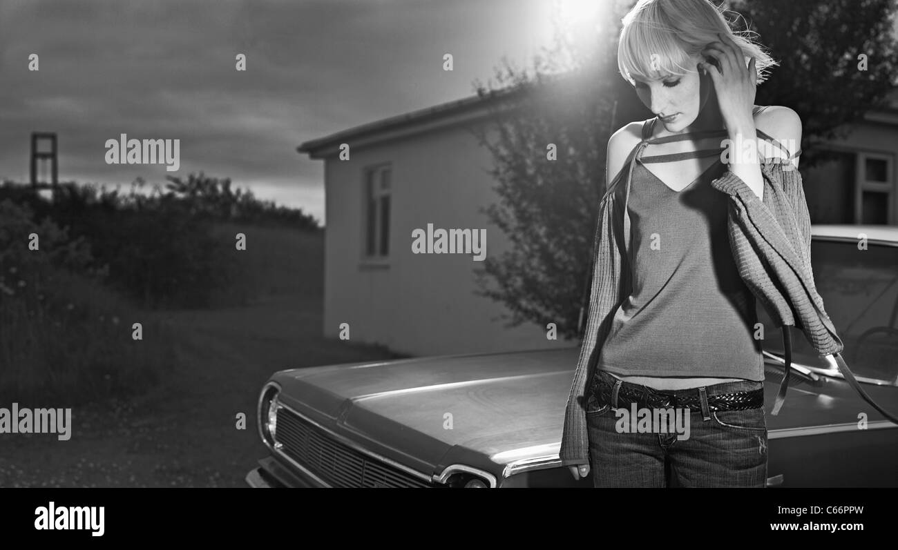 Front view vintage car Black and White Stock Photos & Images - Alamy