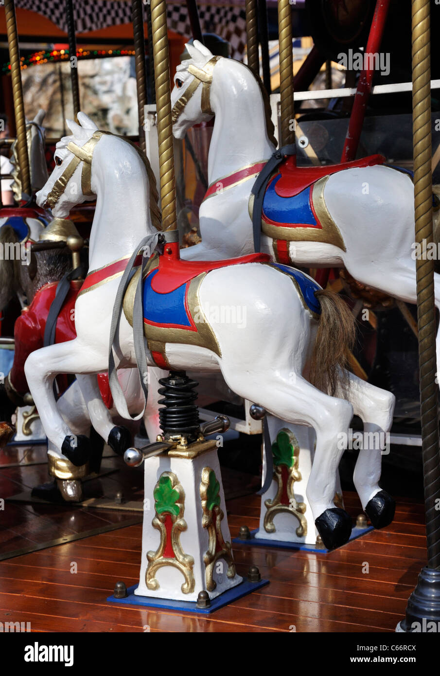 Horses on a children's merry-go-round at Wiener Prater, Vienna, Austria ...