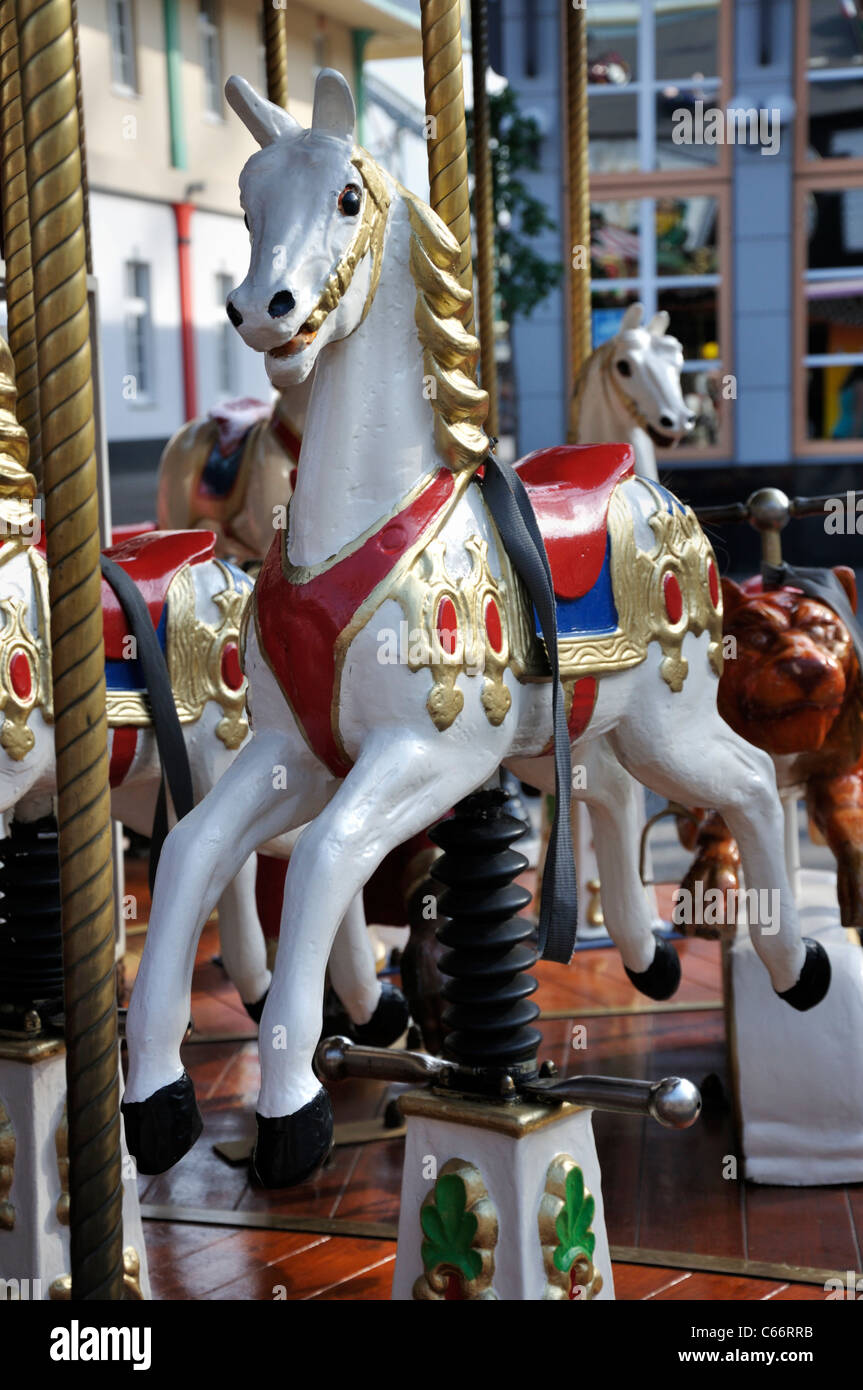 Carousel funfair horses merry go round roundabout hi-res stock ...