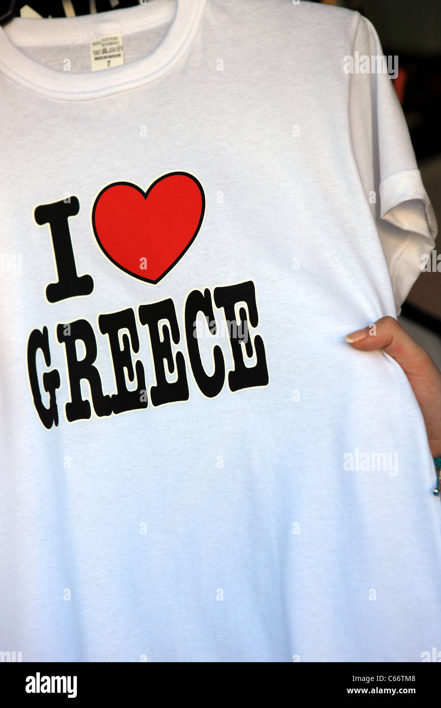 I love Greece t-shirt for sale in the Plaka district of Athens Stock ...