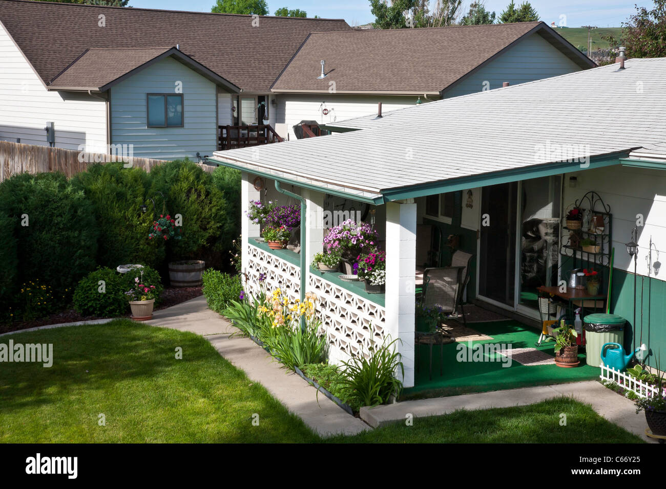 Residential House Exterior in Middle Class Neighborhood, MT, USA Stock ...